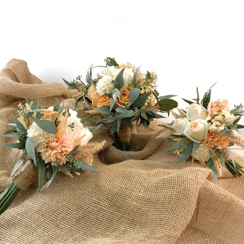 Toffee Rose And Ivory Rustic artificial Bridesmaid Bouquets High Quality Artificial Flowers The Artificial Flower Co