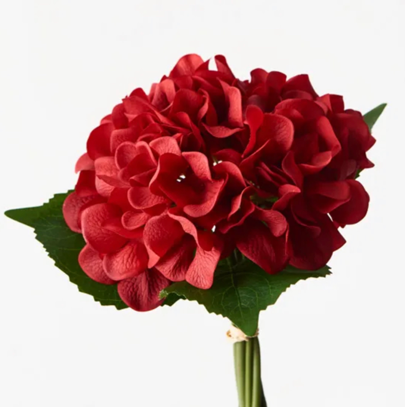 Artificial Real Touch Hydrangea Bouquet in Red | High-Quality ...